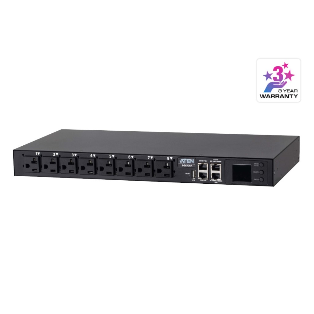 配送区分：FサイズAT90244【新品/取寄品/代引不可】電源計測・管理機能搭載ラックマウントPDU PG6308A/ATEN※ご注文手続き後、当店より発送予定日または取寄商品の在庫有無・納期を記載したご注文確認メールをお送りいたしますので...