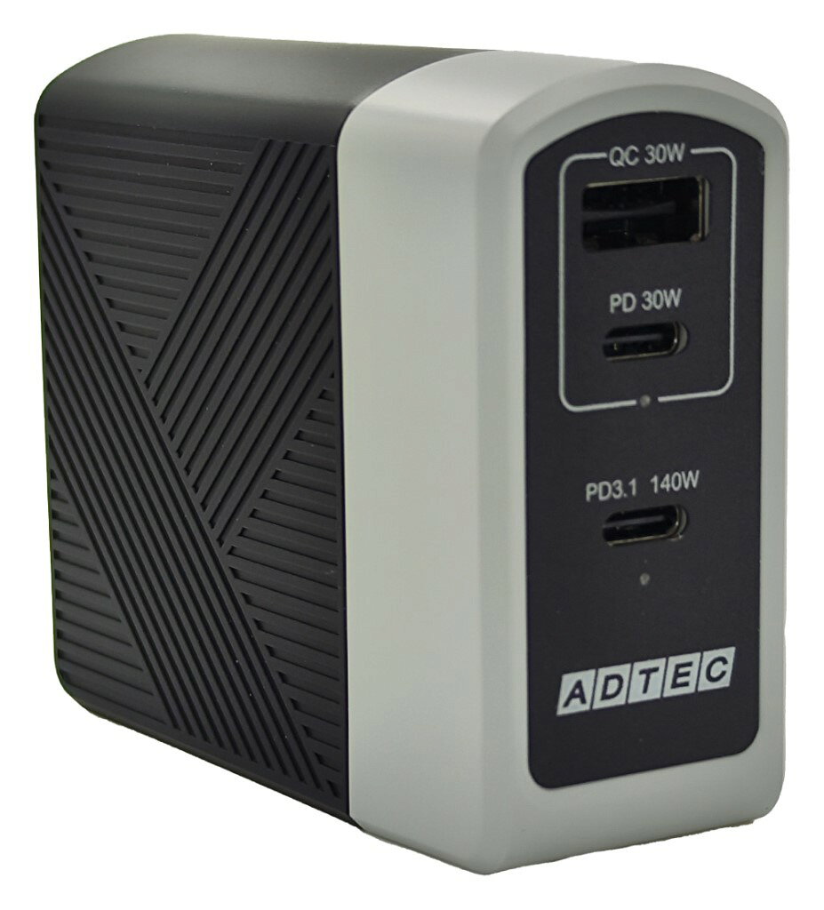 配送区分：SSサイズAT102ZG【新品/取寄品/代引不可】Power Delivery 3.1対応 GaN AC充電器/140W/USB Type-C 2ポート Type-A 1ポート/ブラック APD-A140AC2-BK※ご注文手続き...