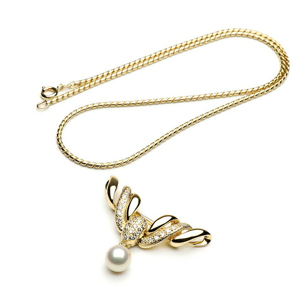 【ブランド】MIKIMOTO/ミキモト 【石　名】パール約7.7ミリ珠/ダイヤモンド0.15/0.17ct 【素　材】イエローゴールド(K18刻印) 【重　量】約22.2g 【最大幅】トップ:約H30.0×W37.5ミリ 【長　さ】約40c...