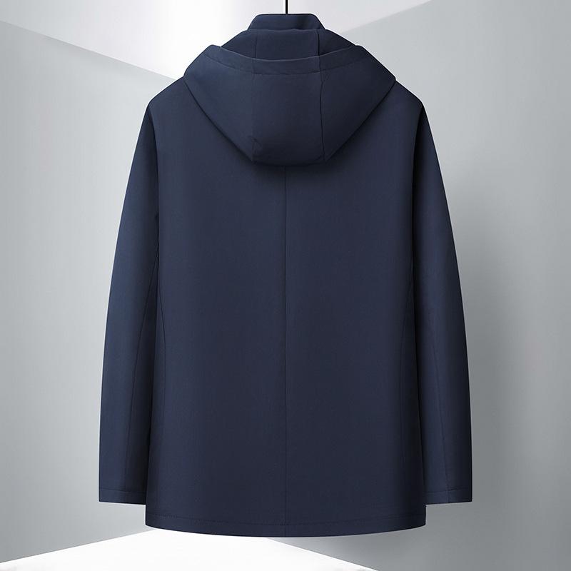 ジャケット 男性用 ブルゾン 春秋 アウター 取り外し可能 フード付き 紳士服 ビジネス カジュアル ゆったりサイズ 無地 紺色 黒 カーキ・素材機能: 耐摩耗性.防風性.高色堅牢度・製品カテゴリ: ジャケット・スタイル: 軽ビジネス・対象...