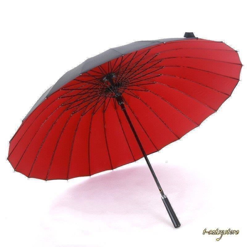 【サイズ】 収納時 (約)長さ86cm 使用時 : (約)直径110cm 、重量：(約)850g、 骨の数：24本骨。【素材構成】: 生地：PGの布　傘骨：鋼骨+繊維傘の骨 持ち手：皮質【頑丈な24本骨】24本骨は柔軟で丈夫なグラスファイバ...
