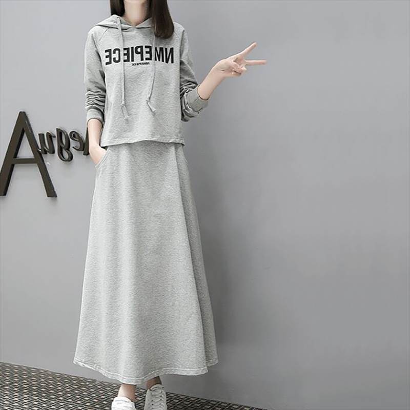 セットアップ スウェット ワンピース 韓国系ファッション カジュアルセットアップ生地 :コットンサイズ：s m l xl 2xl 3xl 4xl色分類：グレー　ブラック《商品について》※当ショップは海外からのノーブランド商品になります。海外...