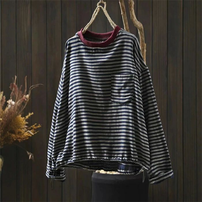 サイズ表(cm)　※手作業での採寸のため、1~3cmの誤差が生じる場合があります。 サイズ（CM）着丈肩幅バスト袖丈袖口 F55－63581205428 商品情報商品名Tシャツ 長袖 レディース 綿100％ ボーダー柄 カットソー tシャツ...