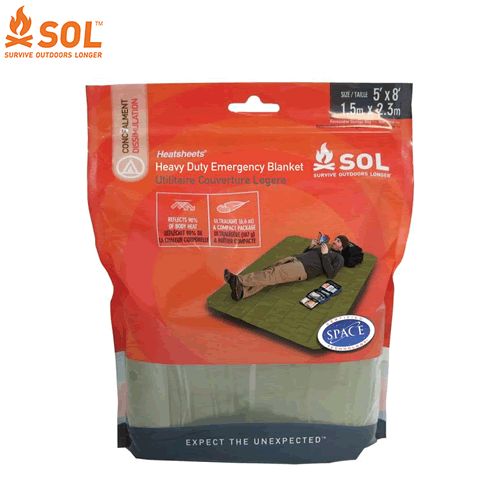 ポリエチレンの生地に高純度のアルミを蒸着加工したシート。体熱の 90%を反射保持し非常時の防寒用に有効です。 シートの厚さは 0.064mmと通常の「ヒートシート&reg;」の 2.5倍の厚みがあり、少々力を入れて引張っても破れないくらいの...