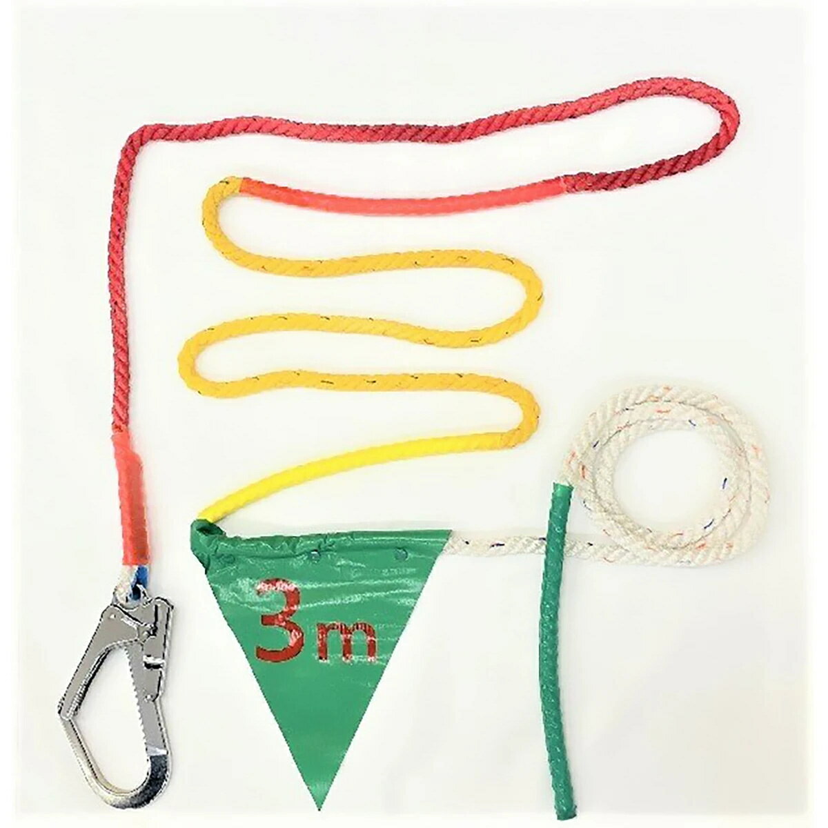 ●厚生労働省が推奨する玉掛作業時に安全の確認333運動を補助するアイテムです。 ●安全でわかりやすく、見やすく、使いやすさを追求した介錯ロープ ●従来の3色ロープと違い、作業員の方達が持つ場所をひと目でわかるよう3M旗を付け、吊荷に介錯ロー...