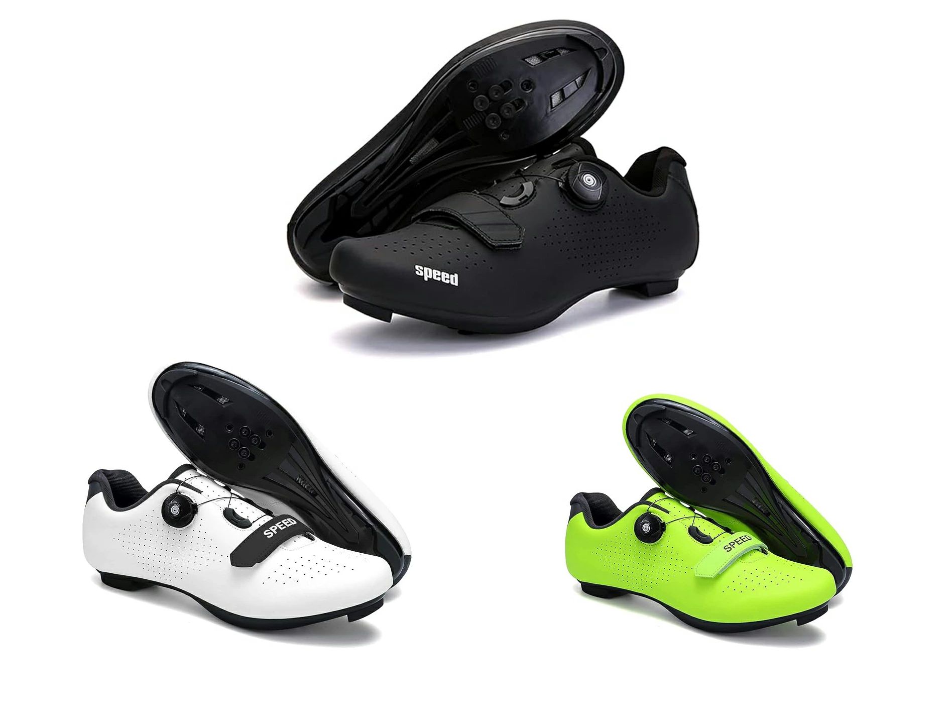 サイクルシューズ ロード シュ−ズ バイク 靴 MTBシューズ 自転車 SPD/SPD-SL両対応 通気性 快速靴紐 ベルクロ 滑りにく 初心者 サイクリングシューズ ビンディングシューズ メンズ用 レディーズ用 外装素材合繊クロージャータ...