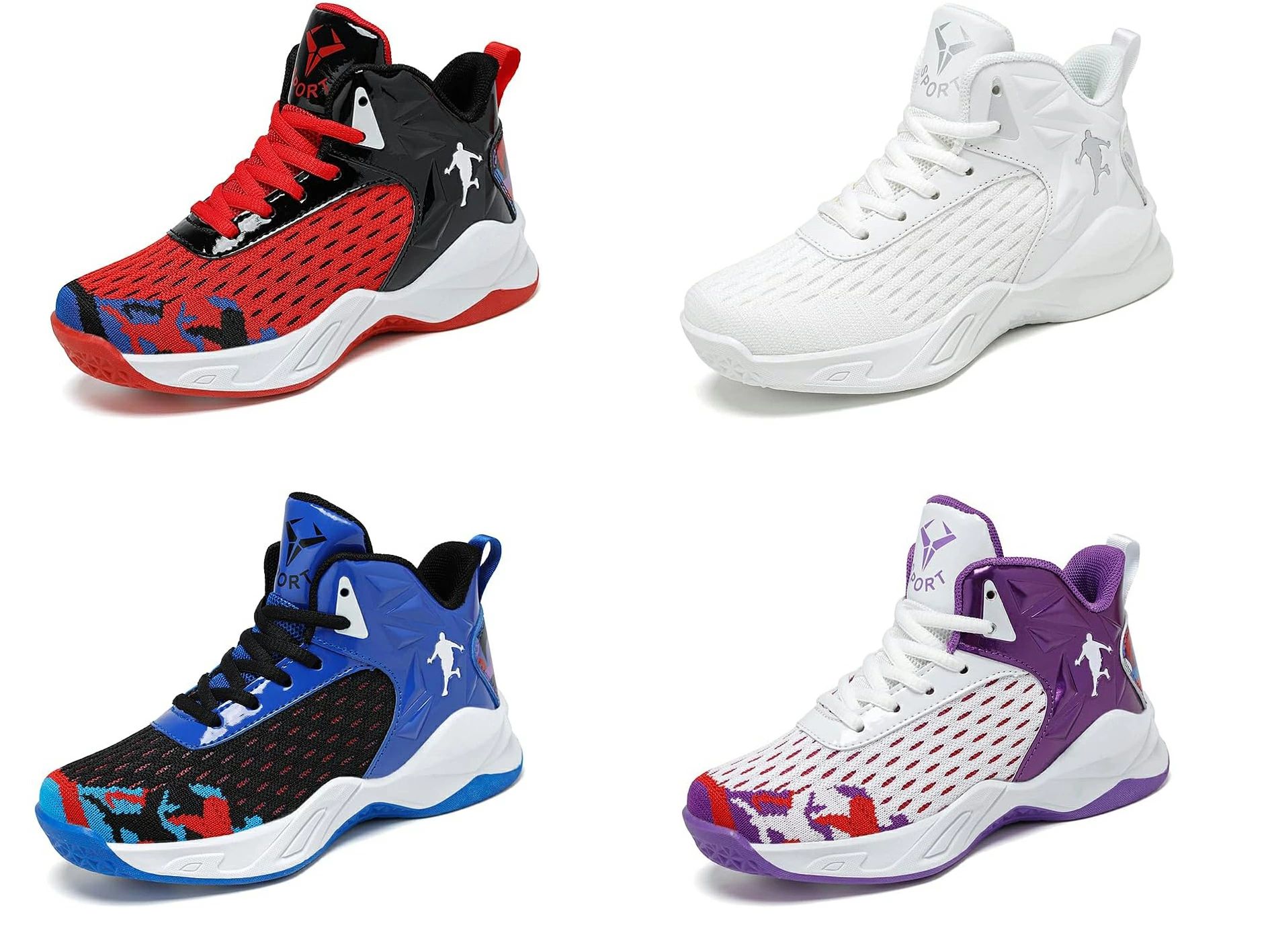 バスケットシューズ キッズ スニーカー 男の子 バッシュ 白 軽量 ジュニア バスケットボールシューズ 子供靴 小学生 幅広 人気 ハイカット 滑り止め 運動靴 通学靴 アウトドア 履きやすい 厚底 男女兼用 ソール素材ゴム外装素材合繊クロ...