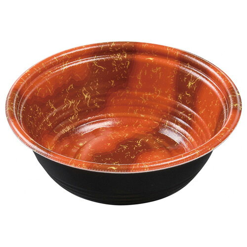 【ケース販売】エフピコ どんぶり容器 MFPホット麺18小（60）R　ゆら赤黒（1ケース/600枚入）F042378 手に持っても熱くなりにくい、断熱性のある素材を使用した容器。 【商品説明】 【規格内容】直径φ179X高さ60mm【材質】...