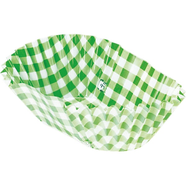 【バラ販売】フードケース 格子 緑 小判 8F（1袋/500枚入）4525328336830 レンジOK 【商品説明】 【規格内容】底：幅65×奥行30×高さ30（展開時：幅125×長さ90）mm【材質】OPP【補足1】レンジOK、レンジ対...