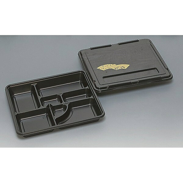 【ケース販売】仕出し容器　KP－160　源平　共フタ付（1ケース/200枚入）4977017220041 盛り付けしやすい横長基調の仕切・仕出し容器。 【商品説明】 【規格内容】幅315×奥行285×高さ40mm【材質】HIPS【色】黒／黒...