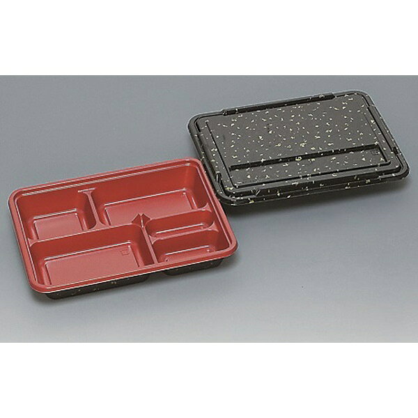 【ケース販売】仕出し容器　KP－130　玉藻　共フタ付（1ケース/300枚入）4977017223028 盛り付けしやすい横長基調の仕切・仕出し容器。 【商品説明】 【規格内容】幅265×奥行205×高さ40mm【材質】HIPS【色】赤／黒...