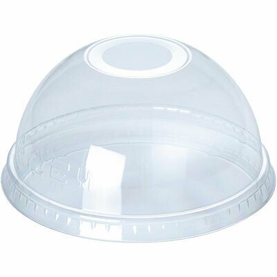 DL98　ドーム蓋　穴有（20F）　1袋（50個入) バイオペットコップ専用蓋。 【規格内容】直径Φ102×高さ48mm【販売形態】蓋のみ【材質】PET【補足1】環境配慮商品【補足2】使い捨て【色】透明【柄】柄無 1