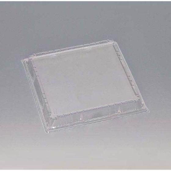 新角桶 20F （外嵌合） 蓋 ●本体：レンジ不可●素材：OPS●耐熱温度：80℃　　　　　●サイズ（外寸×深さ/mm）：249×249×22●入数：50枚（10枚×5）