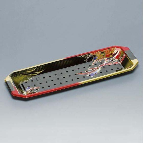 和皿 1-8H 蒔絵◇漆器のような高級感！◇スミ切りを施した優美でシャープな形状が、どのようなメニューにも合います。◇両サイドの大きなフランジと内側側面の傾斜で内容物を大きく見せることができます。●本体：レンジ不可●素材：HIPS●耐熱温度...