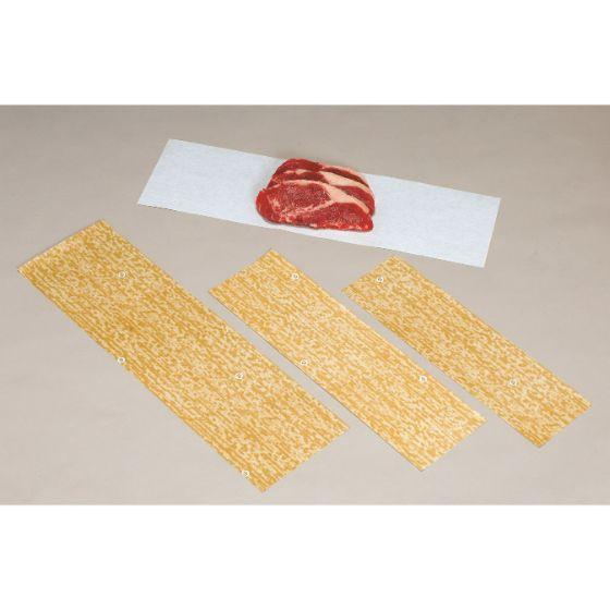 ラミ人竹 No.35◇片艶晒クラフト紙にポリエチレンをラミネートした食品用包装紙です。◇容器と比べて嵩張らず、在庫スペースが削減できます。◇精肉に！●材質：片艶晒クラフト紙100gに13μLDPEラミ●形状：ロー紙●耐油：OK●サイズ：10...