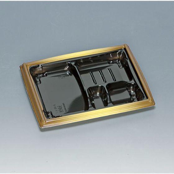 箱膳23-18-1H　焼杉◇豊富なデザインで、和洋中の「多彩」なメニュー作りをお手伝いします！◇本体の底部分を盛り上げ、ボリュームアップを実現！◇サイズと仕切も豊富で各種お弁当に対応！●本体：レンジ対応●素材：PPF●耐熱温度：130℃　　...