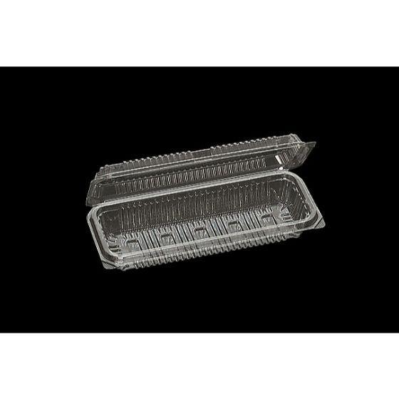 FKパック P−500◇一体式のワンタッチ嵌合容器です。●本体：レンジ不可●素材：OPS●耐熱温度：80℃　　　　　　●サイズ：213×86×32（12）mm●入数：50枚