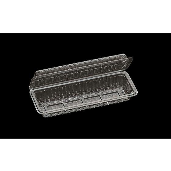 フードパック P-55◇さまざまなシーンに対応できるリーズナブルな汎用一体式容器です。●本体：レンジ不可●素材：OPS●耐熱温度：80℃　　　　　　●サイズ：212×83×27（17）mm●入数：100枚