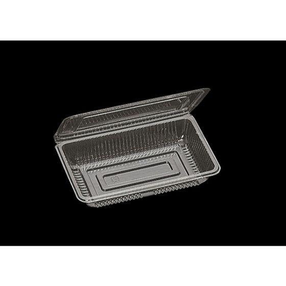 フードパック P-2◇さまざまなシーンに対応できるリーズナブルな汎用一体式容器です。●本体：レンジ不可●素材：OPS●耐熱温度：80℃　　　　　　●サイズ：193×125×30（3）mm●入数：100枚