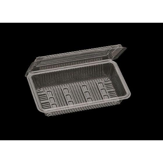 フードパック P-1B（S）新◇さまざまなシーンに対応できるリーズナブルな汎用一体式容器です。●本体：レンジ不可●素材：OPS●耐熱温度：80℃　　　　　　●サイズ：193×125×30（8）mm●入数：100枚