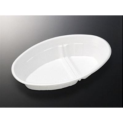 CFカレーNo.2 身（仕切無） ◇定番のカレー容器です。◇お弁当屋さんで人気です。●本体：レンジ△●素材：CF●耐熱温度：80℃　　　　　●サイズ：229×139×45mm ●入数：50枚