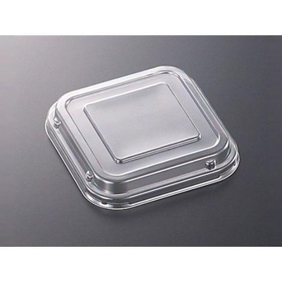 CTプチ丼　角　蓋-1 ◇定番のどんぶり容器です。◇テイクアウトにもイベントにも最適です。●蓋：レンジ不可●素材：OPS●耐熱温度：80℃　　　　　●サイズ：118×118×20mm●入数：50枚
