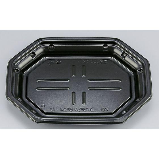 BFデリハチ24-18 黒 本体◇中華総菜から丼麺メニューまで、統一感のある売場づくりが可能です。◇売り場に程よい変化をもたらすシンプルな八角形状！◇本体とフタがピタッと合うので、テイクアウトの容器としても適しています。●本体：レンジ対応●...