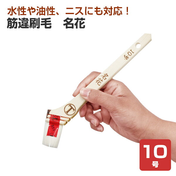 メーカー 大塚刷毛製造 用途 水性塗料・弱溶剤塗料に最適 サイズ 10号筋違刷毛　名花 商品説明 木部用ニスに対応。 ダメ込み作業等の細かい箇所の塗装に使用されている、オーソドックスなサイズです。 特長 ・大塚刷毛製造の名花は、特殊製法で刷...