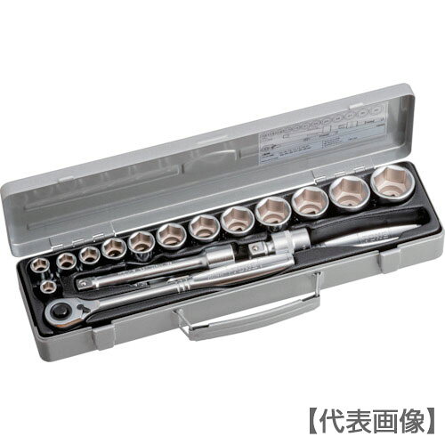 製品仕様 商品名 TONE　ソケットレンチセット　差込角12．7mm　17pcs　6角（10mm～）（760MS）369-7142【TONE（株）】 内容量1S 販売単位1S 仕様●差込角（mm）:12.7●ハンドル内容:ラチェットハンドル...