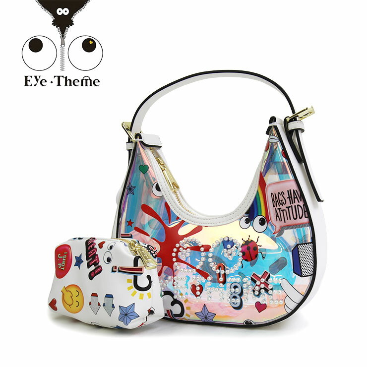 ラッピングについて Point EYE THEME(アイテーマ)からインナーポーチ付きのクリア2wayバッグが入荷。 オーロラのクリア素材にカラフルなイラストが散りばめられたエネルギッシュなデザイン。華やかなパターンを定番の形に仕上げたカジ...