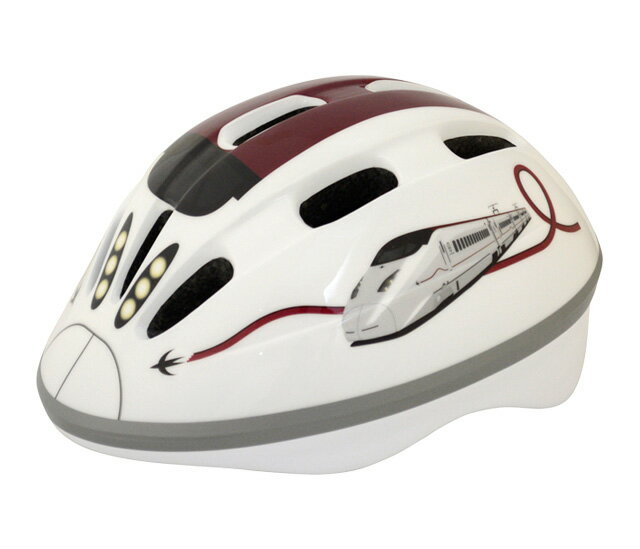 ・お子様が大好きな新幹線「800系つばめ」をモチーフにしたヘルメット・お子様の首への負担を軽減する軽量設計・後頭部のダイヤルを回すだけで頭の大きさに合わせることが可能・両サイドに新幹線のイラスト付き・SG規格合格品 ■素材　表面：ポリ塩化ビ...