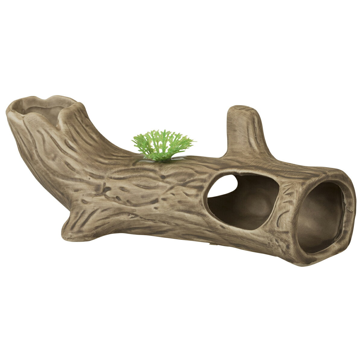 やさしい風合い、豊かな表情の新やどり木です。 魚のかくれ家にもなります。 本体寸法　約180×70×75mm 製品重量　約130g 材質　陶器 原産国　中国