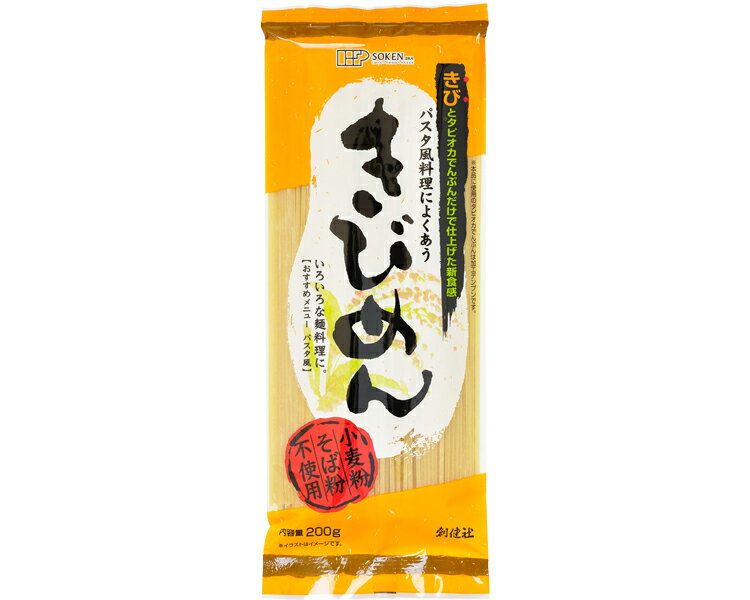 ●原材料／うるちきび（中国）、加工でんぷん●栄養成分／（100g当たり）エネルギー349kcal、たんぱく質9.4g、脂質1.7g、炭水化物73.9g、食塩相当量0g●賞味期限／製造日より540日・きびとタピオカ澱粉のみで作られた麺ですので...