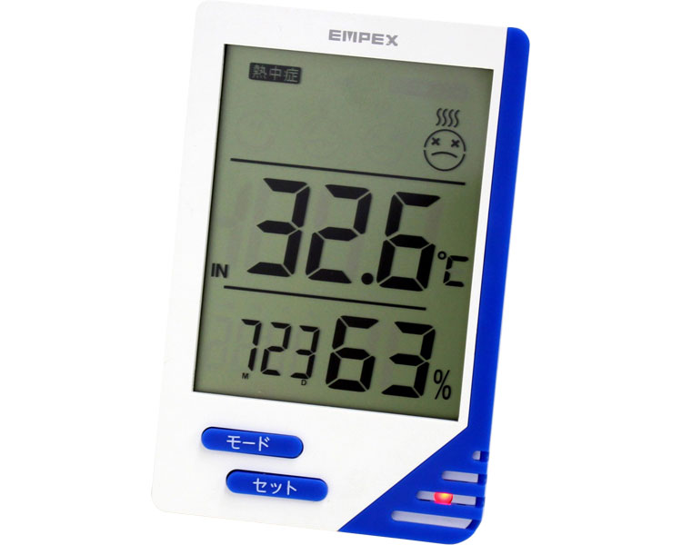 ●サイズ／幅5.9×奥行1.9×高さ9cm●重さ／52g●材質／ABS樹脂●電源／ボタン電池LR44×1●付属品／モニター電池●生産国／中国・熱中症注意目安をアラームと赤色ランプでお知らせ。・アラーム音と赤色ランプで熱中症注意目安をお知らせ...