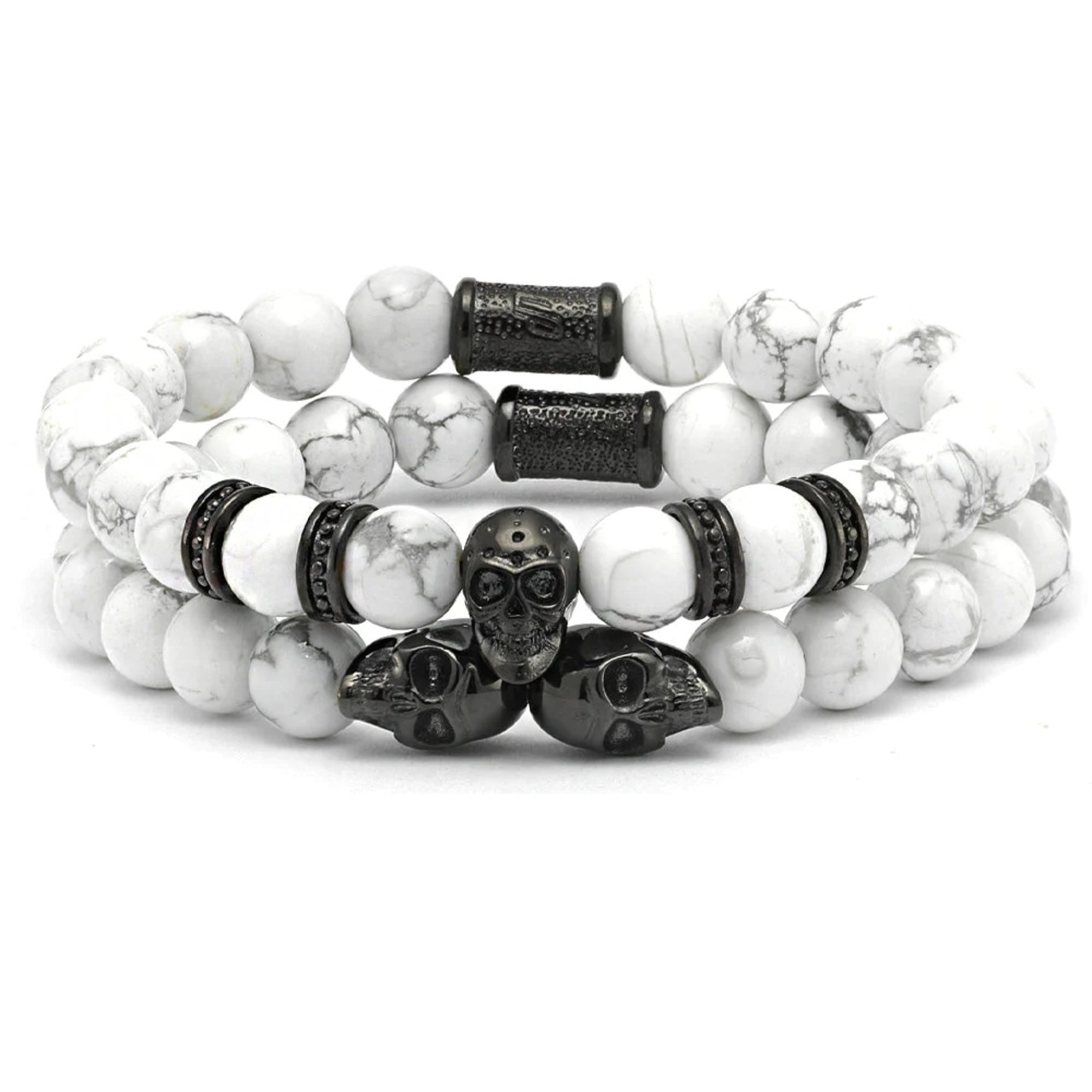 ■商品コード: SLK-M009 ■サイズ： free size ■素材： Stones: Black Agate, Marble, natural. Details: Stainless steel, industrial band, p...