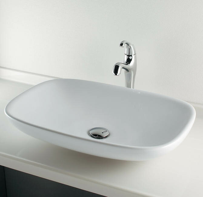 仕様 卓上上置き洗面器 サイズ W660×D440×H120 mm 排水穴径 φ46mm オーバーフロー 無し 切込寸法 φ90mm ※メーカー推奨値 排水トラップ φ32mmの排水トラップを使用して下さい。 セット内容 ボウル本体 上部排...