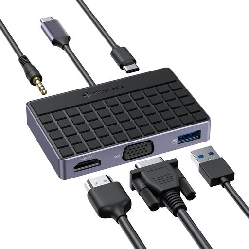 【幅広い機能をUSB Type C ハブ】USB Type-C ハブを搭載1つの4K 30Hz HDMIポート、1つの1080P 60Hz VGAポート、1つのUSB-C 100W充電ポート、1つのUSB-A3.0ポート、1つの3.5mm ...