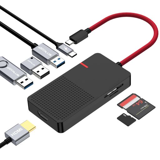 7-in-1USBCアダプタ:USBCドッキングにより、限定されたノートブックPCポートを7つのマルチポートに拡張4K@30HzHDMI出力ポート、100WPD充電、SD/TF3.0カードリーダー、3つのUSB-A3.0とUSB-C3.0デ...