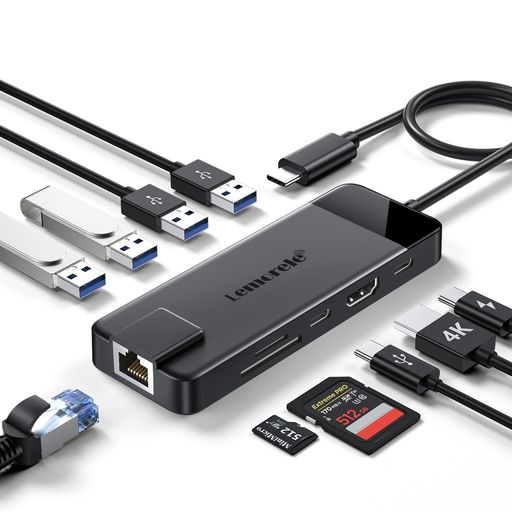●●【10-in-1 ドッキングステーション】このUSB Type-c 変換アダプタには1*ギガビットイーサネットRJ45ポート、1*の4K@30HZHDMIポート、2*USB 3.0 Type Aデータポート、2*USB 2.0データポー...