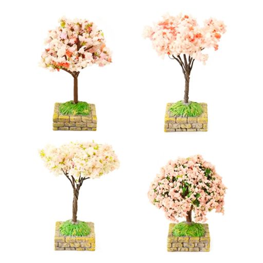 ジオラマ 【ミニチュア桜模型】各セットには高さ4~5cmの桜が4本入っています。桜は花びらのディテールまで精巧に再現されており、ミニチュアシーンのスケールに正確にフィットし、シーン構築のための春の植生の基本的な要素を提供します。 【高品質の...