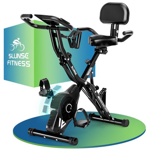 【5機能-エアロバイク】SLUNSE FITNESSのフィットネスバイク1台あれば、ご自宅がミニジムに早変わり!アップライト、リラックス、リクライニングの3姿勢はもちろん、専用アームバーとレッグストラップで腕と脚のトレーニングも完璧。まさに...