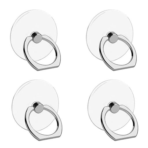 【製品規格】:製品サイズは約4*4*1 cm、製品重量は約40 g、透明4点セット。 【360度回転】:固定リングは360°回転でき、180度折りたたみ、自由角度、任意角度で固定できる。 【簡単インストール】:携帯電話の後ろにくっつけて、数...