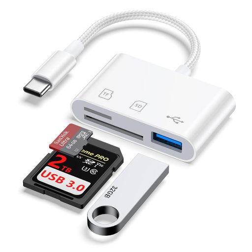 【3in1 SDカードリーダー タイプC|SD・microSD・USB対応】 SDカードリーダー、マイクロSDカードリーダー、USBメモリリーダーとして使用できる3in1 Android/iPhone SDカードリーダーです。SDカード・m...