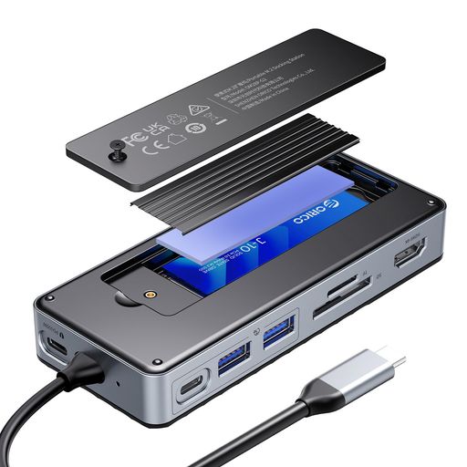 8in1 多機能集約 全シーン対応:ORICO 革新的 2in1 設計で、M.2 SSD ケースと USB ハブを 1 台に融合。USB-A/C デュアル 10Gbps、4K HDMI、M.2 NVMe/SATA 両対応スロット、SD/TF...