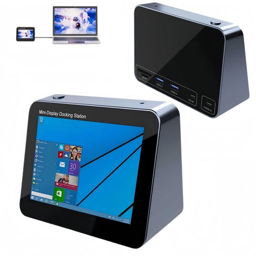 【5-in-1 USB-C ハブ】5インチ 1080P@60Hz IPSミニディスプレイ、2xUSB-A 3.0 Gen1 (5Gbps)、SD/MicroSDカードスロット (104Mbps)、PD 100W充電ポートを1台に集約。HDM...