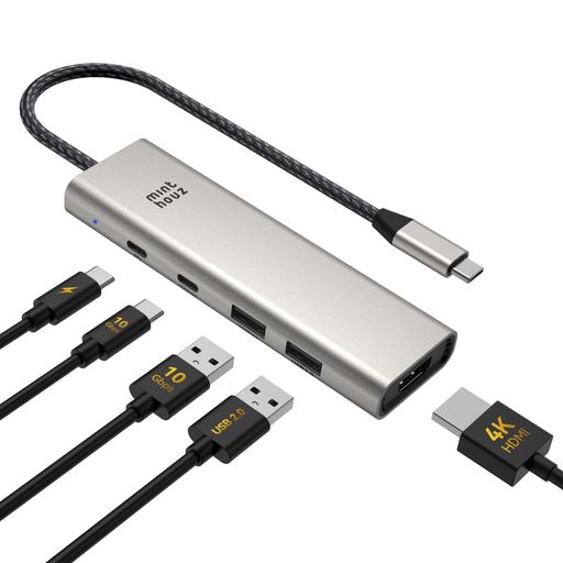 【⭐Minthouz 5-in-1 USB-C ハブ 】5-in-1 USB-Cハブは、1 * HDMIポートを備え、4K@60Hzビデオ拡張出力をサポートします。PD 125W超急速充電、10Gbps USB-C+USB-A、480Mbp...