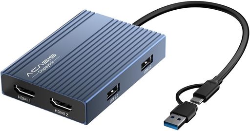 【デュアル4K@60Hz拡張ディスプレイ】ノートパソコンを生産性向上ツールに変身させましょう!このUSB-HDMIアダプターを使えば、USB-C/USB-Aポート1つで、最大60Hzの4Kモニターを2台追加できます。マルチタスク、オフィスワ...