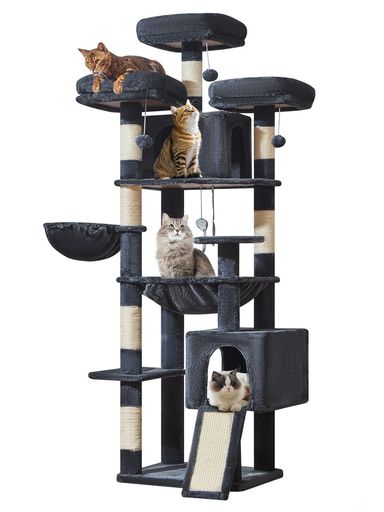 クライミング 【マルチレベル構造】 MS047 キャットツリーは、多頭飼い家庭のために特別に設計されています。このマルチレベル構造により、5〜8匹の猫が同時に遊び、休息し、探索することができ、その活気を存分に引き出します。 【ソフトトップパ...