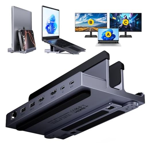 『3機能一体でデスク革命』高さ調整可能なPCスタンド・縦置き PCスタンド・マルチポートハブの3機能を一体設計。附属の10Gbps 全機能USB-Cケーブル1本接続でデスクをすっきり広々に保ちながら、コード絡みゼロの快適作業環境と抜き差し負...