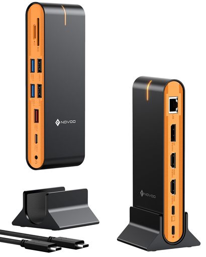 🔌【15ポート一体型・プロ仕様のドッキングステーション】 NOVOO 15-in-1 USB-Cドッキングステーションは、HDMIx2・DPx1・USB-Ax3・USB-Cx2・SD/TFカード・音声ポート・LANなど多彩な...